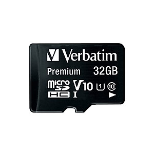 Verbatim 32GB Premium microSDHC Memory Card with Adapter, UHS-I V10 U1 Class 10, Black (44083)