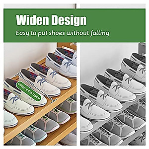 QUMENEY 3 Tier Shoe Rack for Entryway, Bamboo Shoe Rack Organizer Free Standing Sturdy Shoe Shelf, Small Wooden Shoes Rack Doorway Bedroom Living Room Balcony Closet, 27.5 X 9.8 X 20 Inch