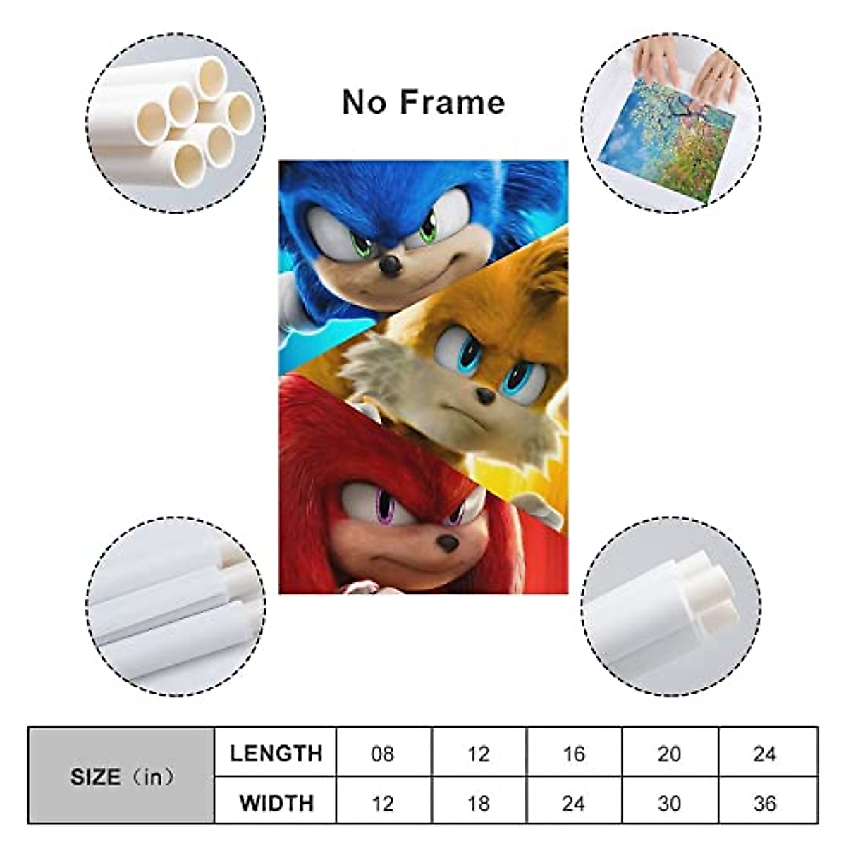 BCF Cartoon Canvas Wall Art Trendss International Sonicc The Hedgehog 2 Poster Prints on Canvas Paitng Home Kitchen Wall Decor 08x12inch(20x30cm)