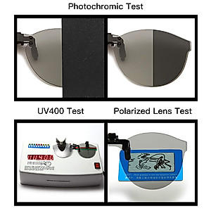 YAMEIZE Polarized Clip-on Sunglasses Anti-Glare UV400 Protection Flip Up Rimless Lens for Prescription Glasses (Grey)