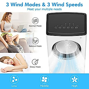 Portable Air Conditioner, 3-IN-1 Evaporative Air Cooler, Personal Bladeless Tower Fan/AC Cooling & Humidification, 3 Wind Speeds, 3 Modes, 40°Oscillation, 4-8H Timer with Remote Control, Evaporative Coolers For Room Home Office