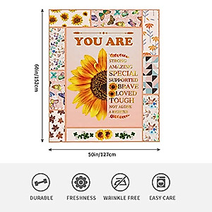 Lollyus God Blanket,Sunflower Pattern Inspirational Blanket,Full of Brave, Warm Blanket of God Gifts Blankets for Birthday Christmas My Best God Throws Blankets