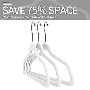 Velvet Clothes Hangers (50 Pack) Heavy Duty Durable Suit Hanger Vibrant Color Hangers Lightweight Space Saving Coat Hangers for Closet -White