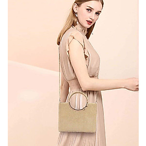 UBORSE Rhinestones Crystal Clutch Evening Bags for Women Ring Handle Wedding Party Clutch Purses Cocktail Prom Handbags Gold