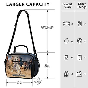 Horse Lunch Box Insulated Lunch Bags Horses for Girls Boys Kids Animal Print Cooler Bag Reusable Lunch Tote Bag Shoulder Bag for Work Picnic