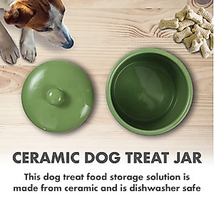 Star Wars for Pets The Mandalorian "Snack Time" Dog Treat Jar | 7.3" x 5.1" Ceramic Dog Treat Jar with Lid, Dishwasher Safe | Baby Yoda Green Dog Food Storage Container | Baby Yoda Treat Jar