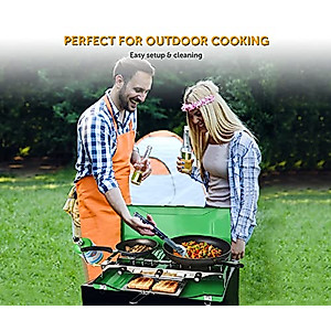 Flame King YSNBBQ-136M 3-Burner Portable Camping Stove Grill w/Toast Tray, Great for Outdoor Cooking, Backpacking, Compatible with 1LB Propane Gas Bottle