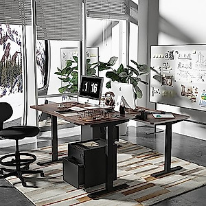 ALFA FURNISHING Height Adjustable Standing Desk, 60” x 30” inches Electric Standing Desk with Whole Piece Desk Board, 2 Pre-Set Memory Button Sit Stand Desk for Home Office Workstation