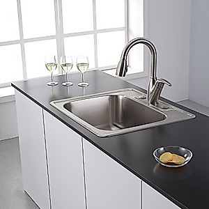 Kraus KTM25 25 inch Topmount Single Bowl 18 gauge Stainless Steel Kitchen Sink