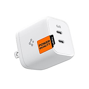 Spigen GaN 452 Total 45W 2 Ports GaN III Tech Dual USB C Wall Charger PD 3.0 Charging Block Compatible with iPhone 14 13 Plus Mini Pro Max 12 iPad Air Galaxy S23 Ultra Plus Z Fold 4 Flip 4 S22 S21