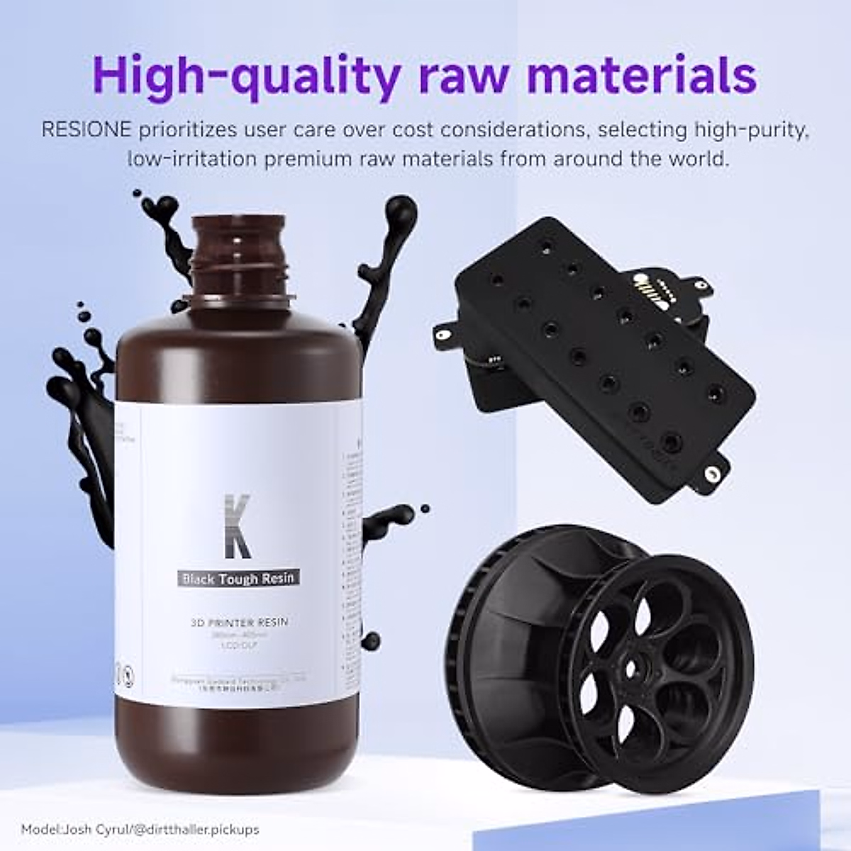 RESIONE Tough 3D Printer Resin, Not Brittle ABS Like Tough & Rigid 3D Resin for LCD 3D Printing UV 405nm (K Black 1KG)