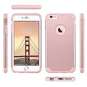ULAK iPhone 6 Plus Case, iPhone 6S Plus Case, Slim Dual Layer Soft Silicone and Hard Back Cover Anti Scratches Bumper Protective Case for Apple iPhone 6 Plus / 6S Plus 5.5 inch - Rose Gold