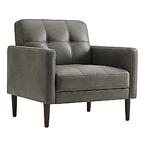 CHITA Mid-Century Sofas Furniture 32.3''W Faux Leather Single Sofa Couch Sets for Living Room Apartment, Grey