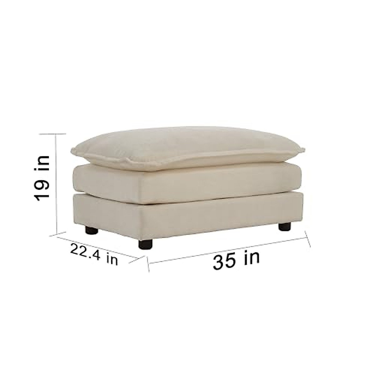 L Shaped Convertible Sectional Sofa with Movable Ottoman,Free Combination Deep Seater Cloud Couch with Throw Pillows, Comfy Chenille Upholstered Modular Sofa&Couch Bed for Living Room,Office