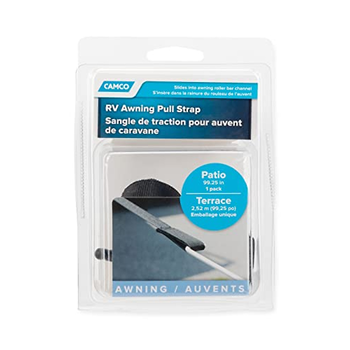 Camco RV Awning Replacement Pull Strap | Convenient Way to Roll Awning Out or Retract Awning | Measures 99-1/4-inches (L) x 1-inch (W) | Black (42505)