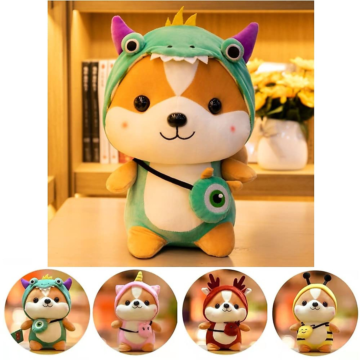 Squirrel Dinosaur Plush Toy, Cute Plush Stuffed Animal Toy Doll, Suitable for Christmas and Birthday Gifts for Girls and Boys 10 inches (Green)