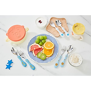 ANNOVA Kids Silverware 6 Pieces Set Children's Flatware - Stainless Steel Cutlery - 3 x Safe Forks, 3 x Dinner Spoons - Safe Toddler Utensils Without Knives for Lunch Box BPA Free (Blue)