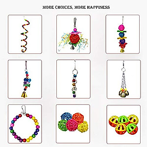 kathson 17 Packs Bird Toys Parrot Swing Chewing Toys, Hanging Bell Birds Cage Toys Colorful Toy for Small Parakeets, Conures, Cockatiels, Macaws, Finches, Love Birds