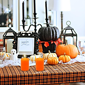 4 Packs Dripless Orange Pillar Candles 2x3 Inch Unscented 24 Hour Fall Harvest Cylinder Candles for Thanksgiving Day Dinner Tables, Wedding, Party, Home Decor