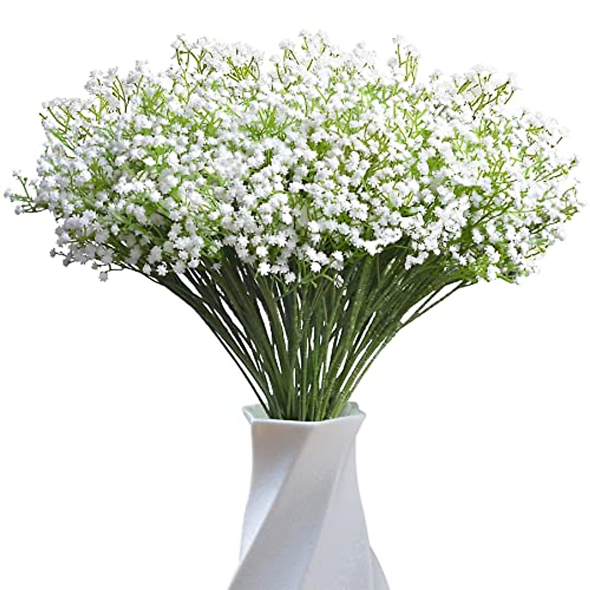 JIFTOK Babys Breath Artificial Flowers, 24 Pcs Fake Flowers Gypsophila Bouquet Fall Flowers Artificial for Decoration, Real Touch Silk Flower for Wedding Christmas DIY Party Home Garden Office(White)