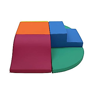 Factory Direct Partners 13021-LMRS SoftScape Playtime All Around Climber for Crawling Infants and Toddlers, Soft Foam Indoor Active Play with Steps and Slides (6-Piece) - Lime/Raspberry
