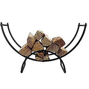 Juvale 3-Foot Curved Firewood Rack for Indoor Outdoor (Black)