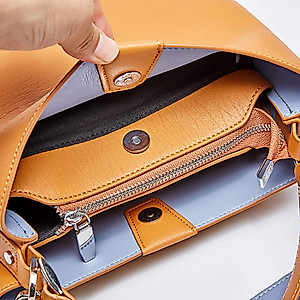 HESHE Leather Womens Handbags Tote Top Handle Bucket Bag Shoulder Bags Satchel Ladies Purses Crossbody Bag (Lilac)