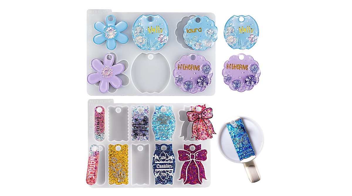 LET'S RESIN Name Plates Resin Molds, 16 Cavities 2Pcs Silicone Name Tag ...