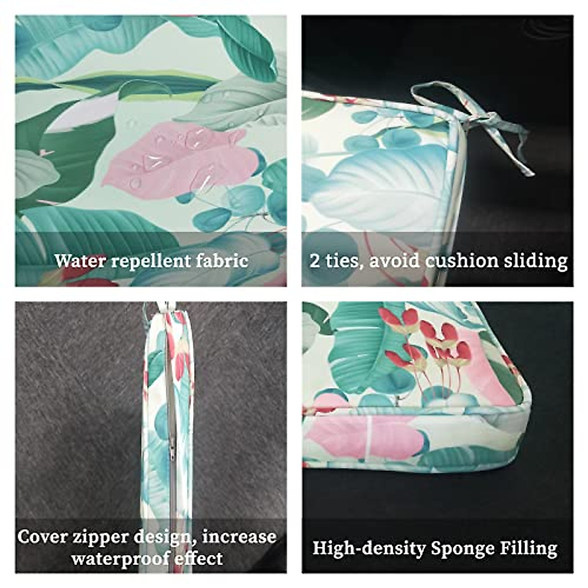 Indoor Universal Seat Cushion, Waterproof Patio Chair Cushions with Ties, Wear-Resistant Garden Sponge Chair Pad, 17" X 17" X 2", Suitable for Patio Garden Home Office, 2 Pack