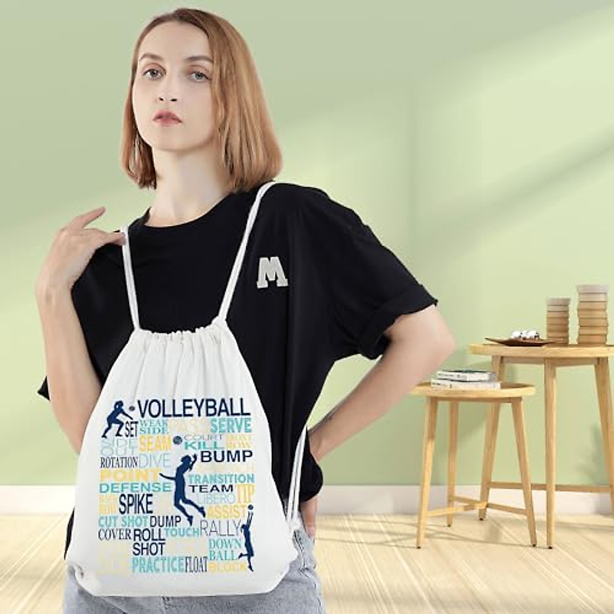 LEVLO Volleyball Canvas Tote Bag Gift For Volleyball Player Volleyball Team Shoulder Bag For Volleyball Lover (Volleyball DB)