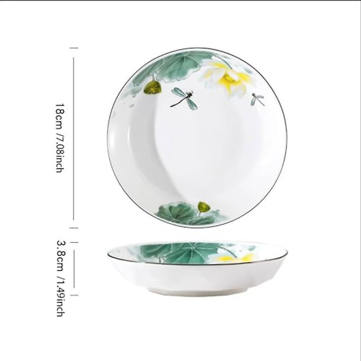 ESTELAR Dinner Plates Set Kitchen Dish Plate, Home Ceramic Tableware Set, Creative Personalized Lotus Plate, Deep Soup Plate, Fruit Plate, Microwaveable Kitchen Salad Bowl (Size : Small)