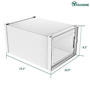 YITAHOME XL Shoe Storage Box, 18 PCS Shoe Storage Organizers Stackable Shoe Storage Box Rack Containers Drawers - White (X-Large Size-Fit for All Size Shoes)