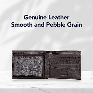 Nautica Mens Classic Leather Bifold Wallet, J-Class - Brown