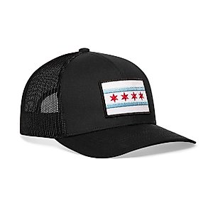 HAKA Chicago Flag Hat – Chicago Trucker Hat for Men & Women, Adjustable Baseball Cap, Mesh Snapback, Outdoor Golf Hat - Black