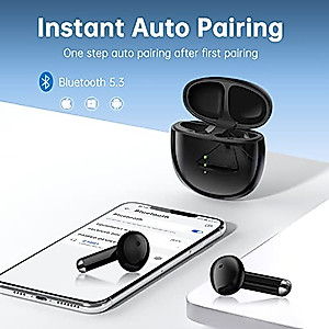 GIEC True Wireless Earbuds with 4 Mics for Clear Calls Noise Cancelling Bluetooth Headphones 50H Playback with Translucent Charging case IPX7 Waterproof Stereo Sound Earphones Semi-in-Ear Ear Buds