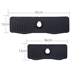 Self-draining Silicone Splash Guard Kitchen Sink Durable Faucet Drain Pad for Clean Black S