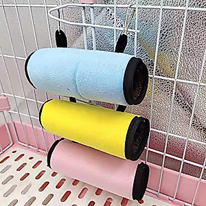 Heave Guinea Pigs Tunnel Tube,Warm Plush Playing Tube Hamster Hammock Small Animals Pet Birds Cage Hanging Bed for Hedgehogs Small Animal Pet Toys Supplies Yellow