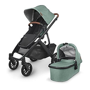 Vista V2 Stroller - Gwen (Green Melange/Carbon/Saddle Leather) + Upper Adapters + RumbleSeat V2 - Gwen (Green Melange/Carbon/Saddle Leather)