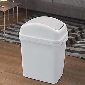 Innouse 7 L Small Garbage Can with Swing Lid, 1.8 Gallon Indoor Trash Bin with Lid (Grey)