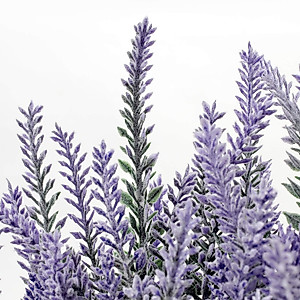 DILATATA Lavender Flowers Artificial Lavender Decor Fake Lavender Plant in Wooden Pot Faux Plants in Pots for Rustic Home Bathroom Table Centerpieces Wedding Decor Potted Lavender Flower Purple Decor