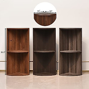 EREFAS 2-Tier Wooden Corner Cabinet, Small Storage Cabinet, Industrial Corner Storage Racks, Wooden Corner Stand Book Case Office Living Room Furniture - Brown