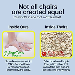 Leather Executive Office Chair- Ergonomic High Back PU Home Computer Desk Chair with Padded Flip-up Arms, Adjustable Height with Thick Seat and Tilt Function for Working Study, Grey