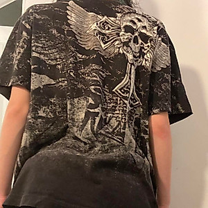 Women E-Girls Short Sleeve T-Shirt Y2k Graphic Emo Tops Crewneck Vintage Grunge Tee Tops Summer Aesthetic Clothes (Brown, L)