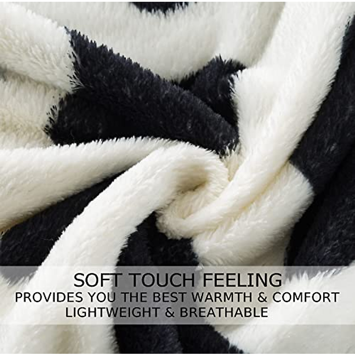 Flannel Fleece Cow Print Blanket Queen Size - Premium Anti-Static Super Soft Cozy Plush, Lightweight Microfiber Winter Warm Throw Blanket for Couch Sofa Bed 90" x 90"(Black Cow Queen)