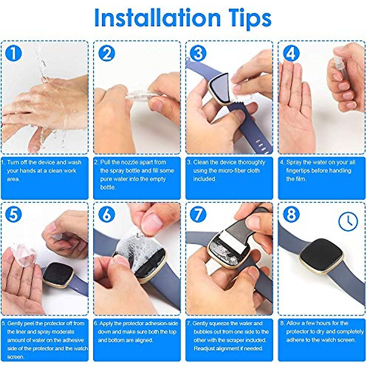 NANW 12-Pack Screen Protector Compatible with Fitbit Versa 4/Sense 2/Sense/Versa 3, Full Coverage Flexible Protective Film Screen Cover Saver Ultra Clear Anti-Bubble Screen Protector for Sense 2 Smartwatch