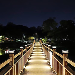 Dynaming 6 Pack Solar Post Cap Lights Outdoor, Classic Solar Powered Fence Post Lights, High Brightness Warm White SMD LED Lighting Decor for Garden Deck Patio, Fit 4x4, 5x5 or 6x6 Wooden Posts