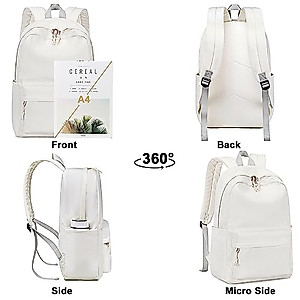 School Backpack for Teen Girls Women Laptop Backpack College Bookbags Middle School Travel Work Commuter Back Pack(Solid Beige)