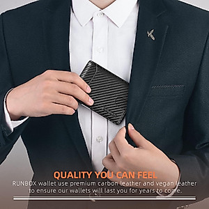 RUNBOX Slim Wallets for Men - Leather Money Clip Mens Wallet - RFID Blocking Front Pocket Bifold Wallet - Minimalist Credit Card Holder with Gift Box