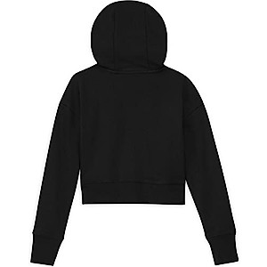 Nike Girl's Sportswear Club Fleece Crop Hoodie (Little Kids/Big Kids) Black/White M (10-12 Big Kid)