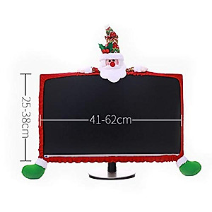 Christmas Computer Monitor Cover, Elastic Xmas Decorations Santa Claus Computer Laptop Monitor Border Cover for Home Office Decor Year Gift Ideas